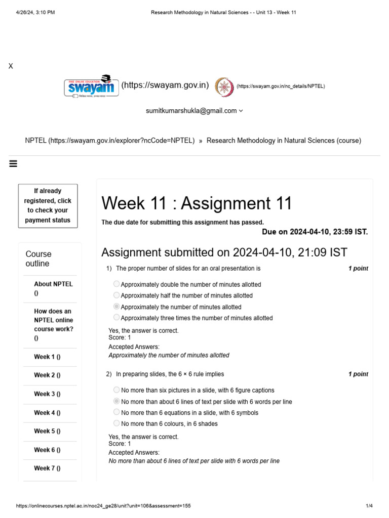 Research Methodology in Natural Sciences - - Unit 13 - Week 11 | PDF