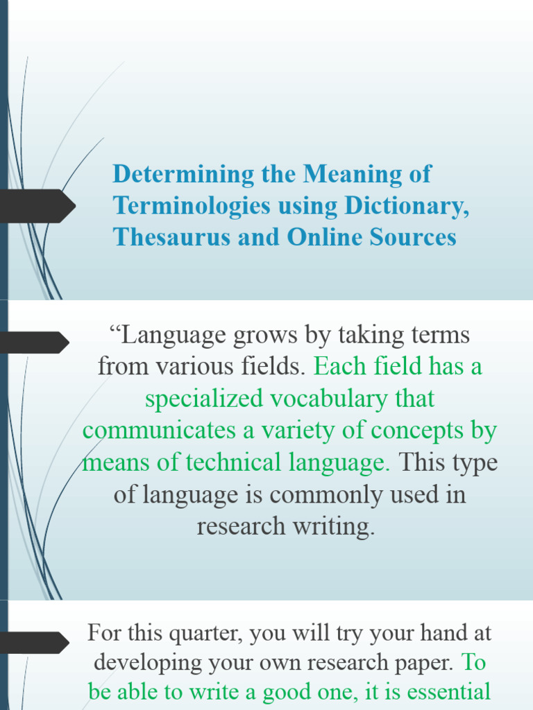 Determining The Meaning of Terminologies Using Dictionary | PDF | Word ...
