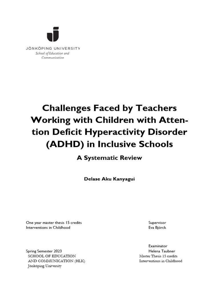 Adhd Inclusive | PDF | Systematic Review | Attention Deficit Hyperactivity Disorder