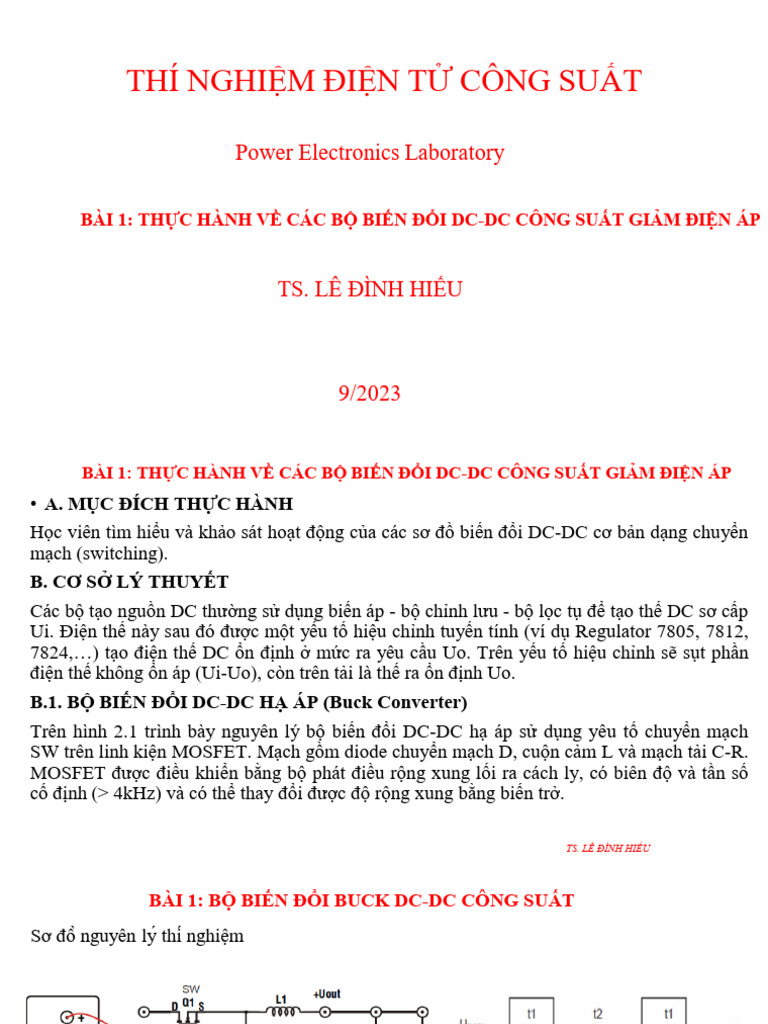 Slide Bai 1 - Thi Nghiem Buck DC-DC Giam Dien Ap | PDF