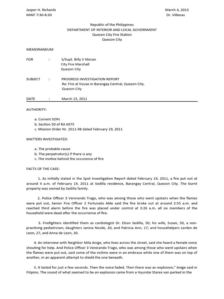 SAMPLE FILE ONLY-Progress-Investigation-Report | PDF