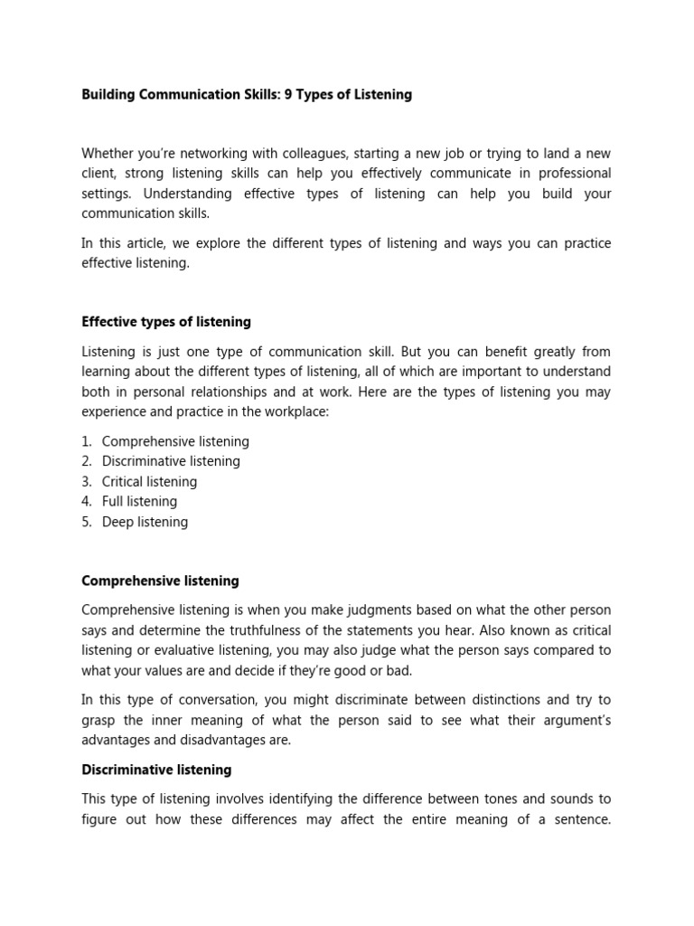 Listening Style Effective | PDF | Communication | Nonverbal Communication