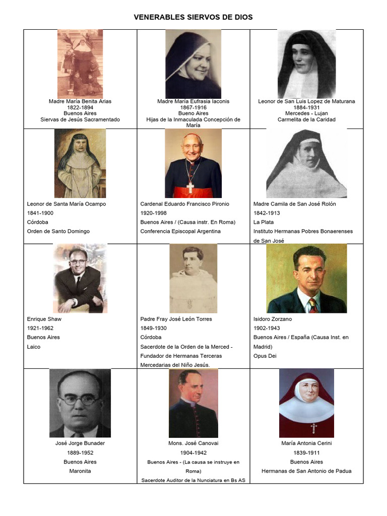 Venerables Siervos de Dios Argentinos | PDF | Órdenes y sociedades ...