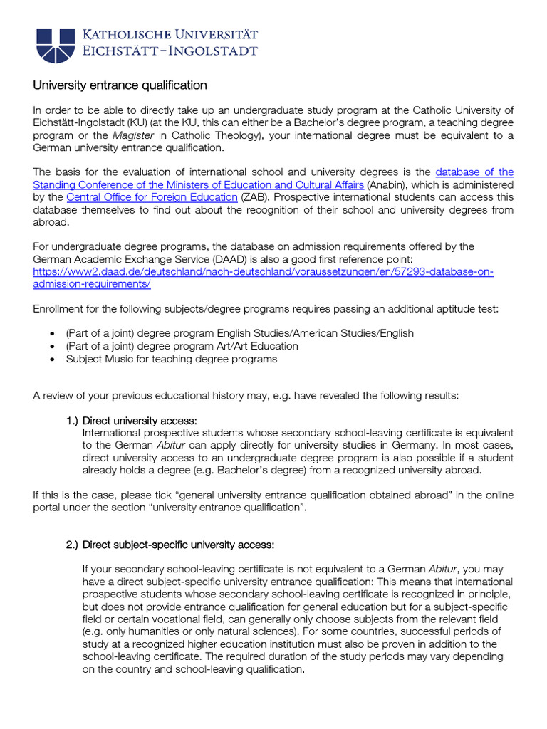 Hochschulzugangsberechtigung EN US 01 | Download Free PDF | Academic Degree | Bachelor's Degree