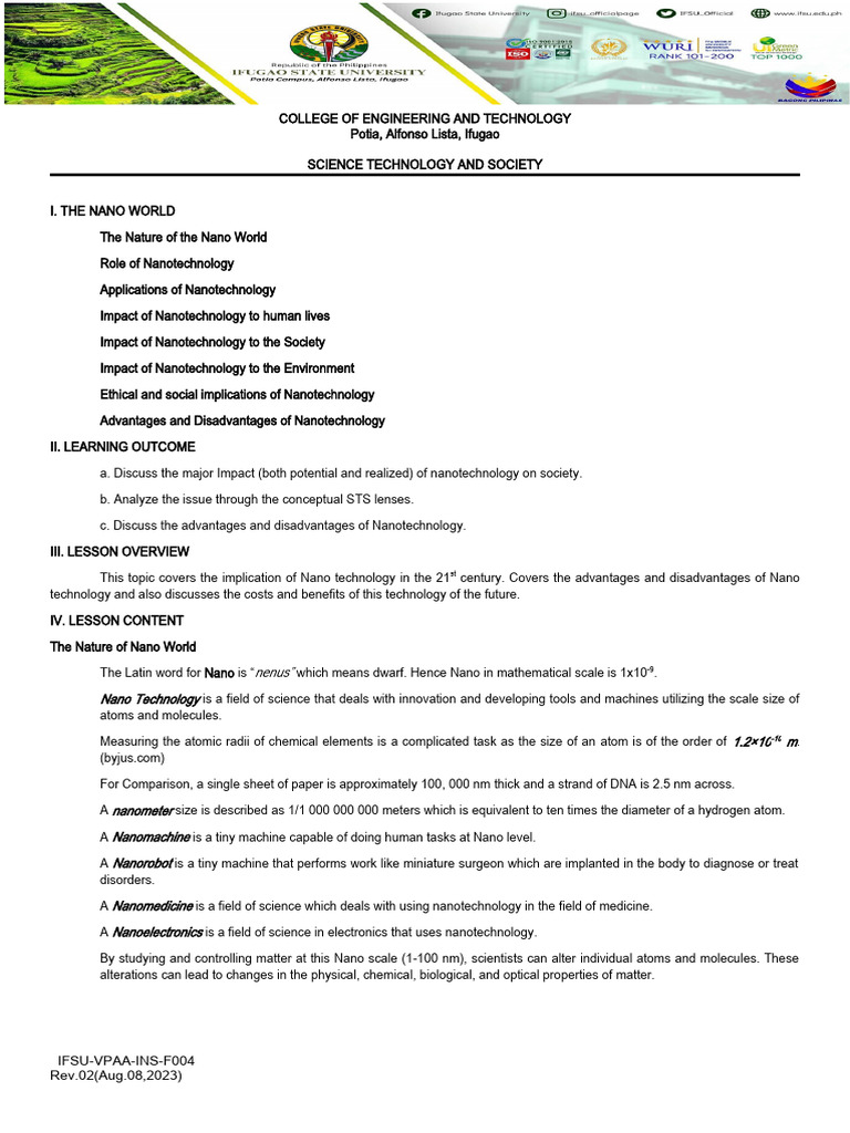 Nano World Module | PDF | Nanotechnology | Materials Science