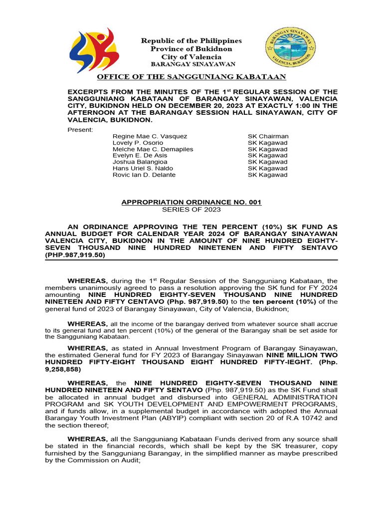 SK RESOLUTION SK FUND 2024 | PDF | Government