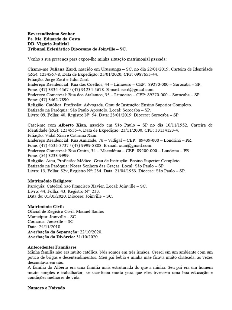 Modelo de Libelo Esboco - 24 03 2022 - 16 14 03 | PDF | Família ...