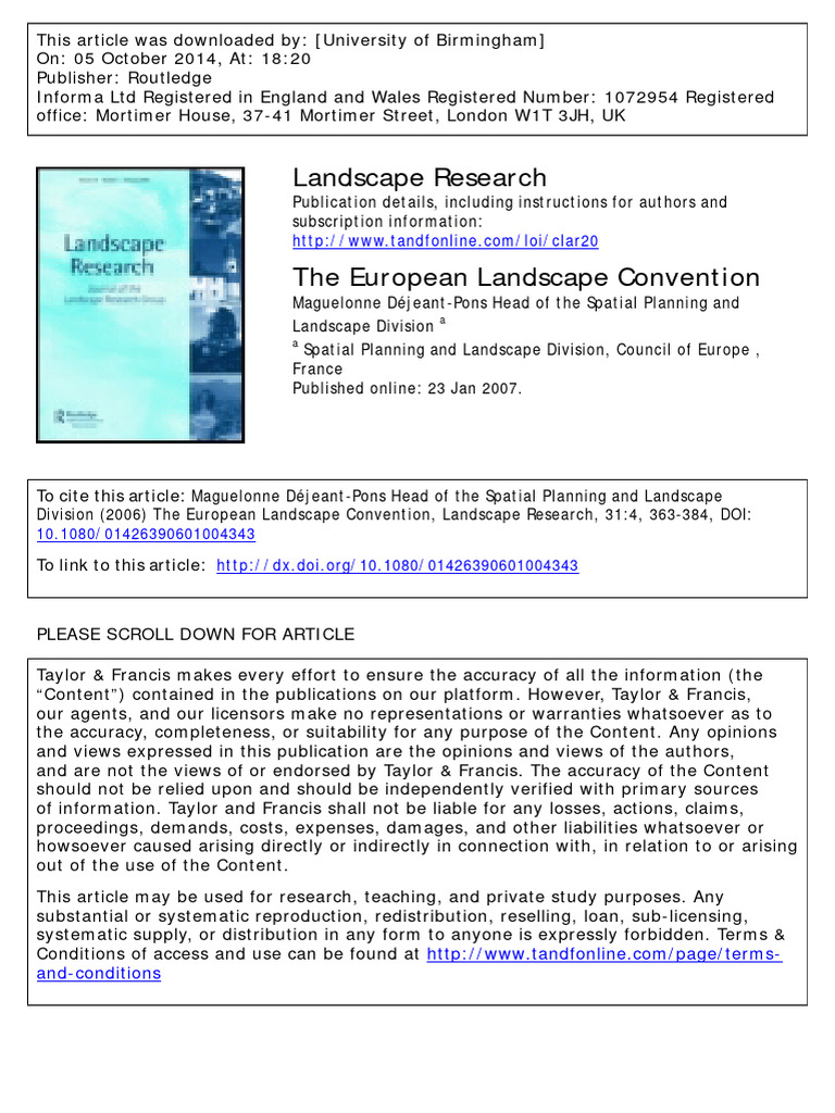 The European Landscape Convention | PDF | European Union | Sustainability