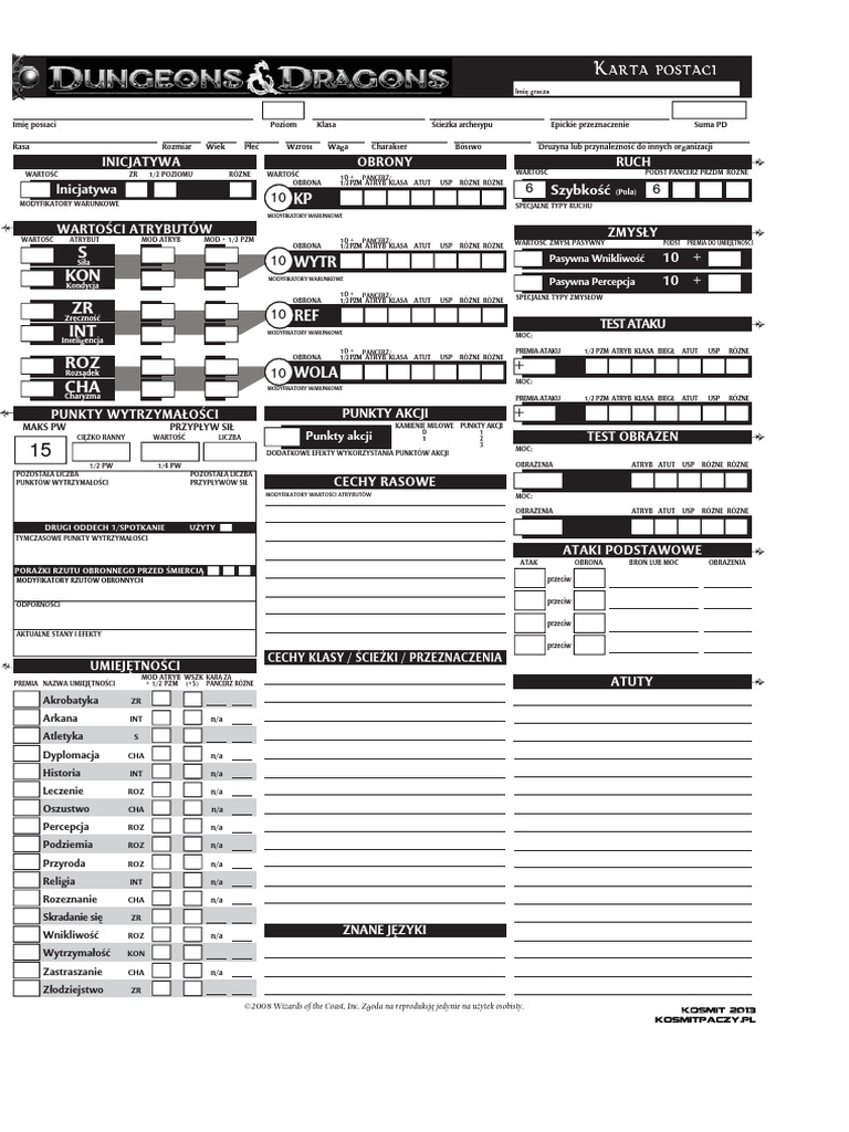 dnd4 Edytowalna | PDF