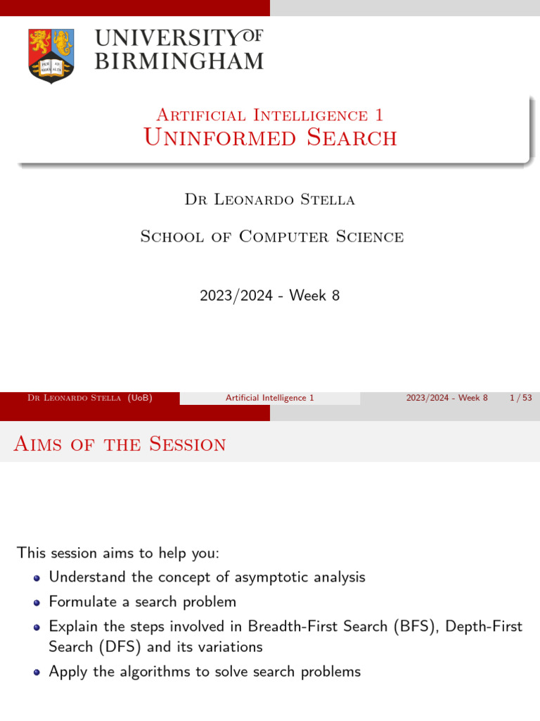 Uninformed Search: Artificial Intelligence 1 | PDF | Algorithms | Computer Science