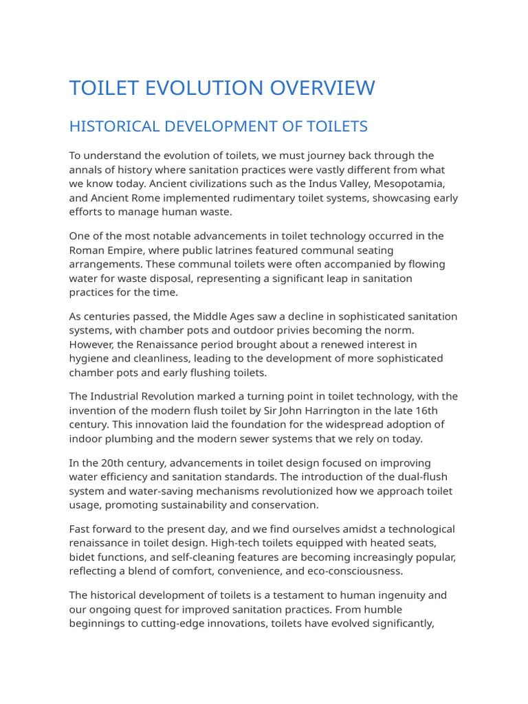Toilet Evolution Overview | PDF | Toilet | Sanitation