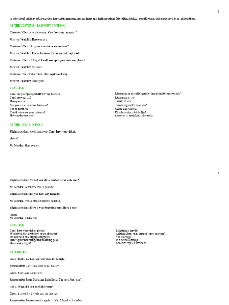 Travelling dialogues | PDF | Baggage