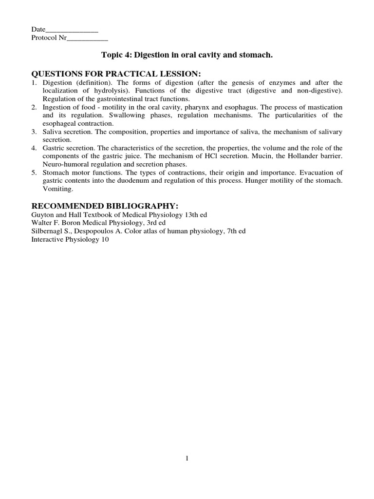 Sem 3 Exam 1 Topic 4 Digestion-31029 2 | PDF | Stomach | Digestion