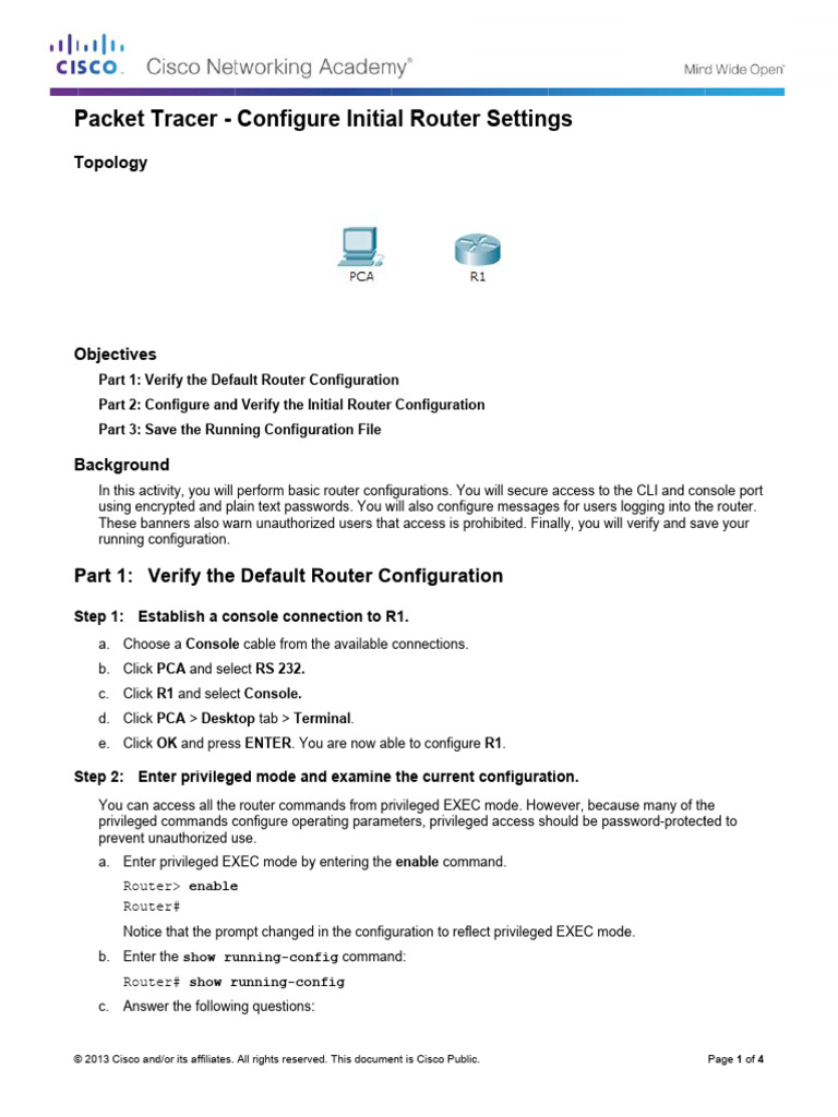 Configure Initial Router Settings Guide | PDF | Command Line Interface ...