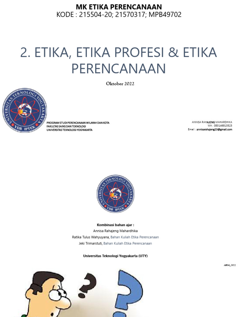Etika dalam Perencanaan Kota dan Profesi | PDF