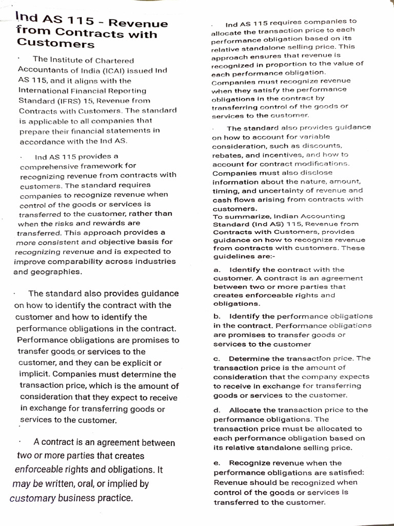 Ind AS 115: Revenue Recognition Guide | PDF | Revenue | Prices