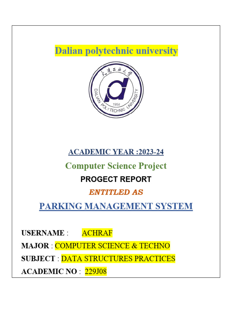 Parking Management System Report | PDF | Parking | Computer Programming