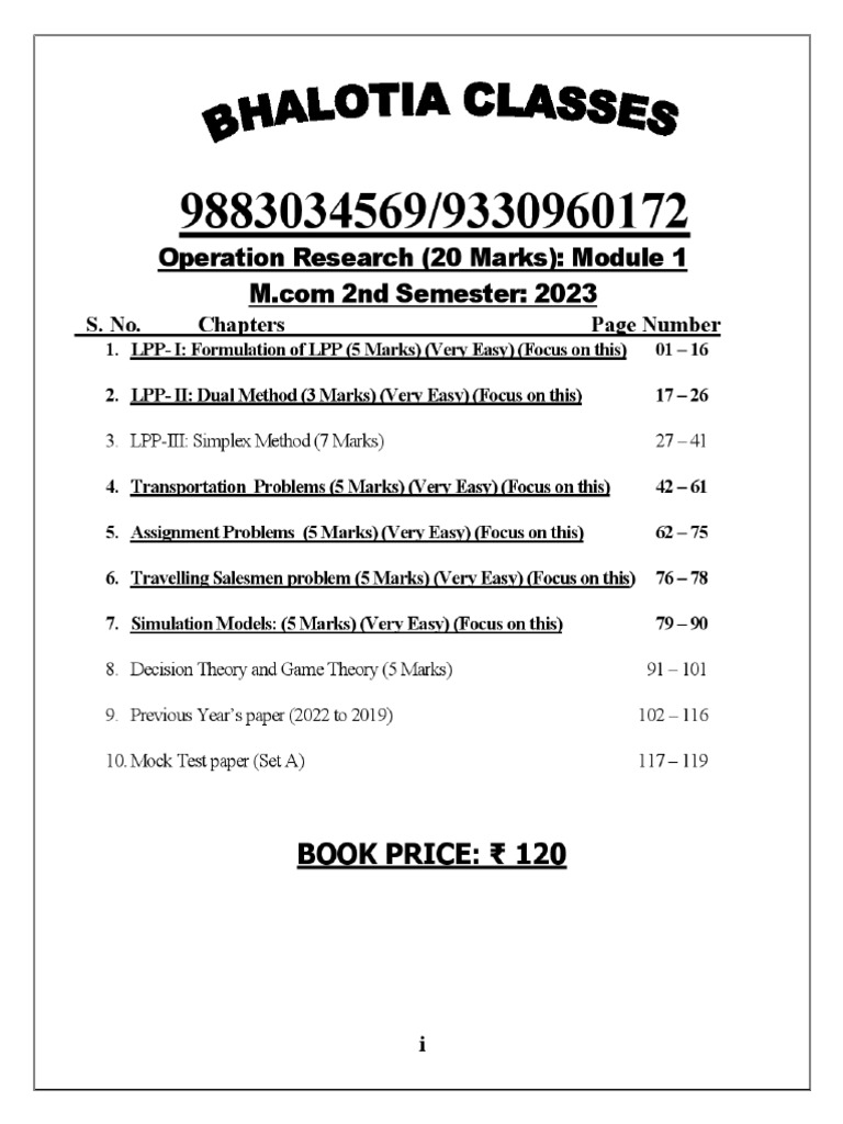 Or Module 1 Bhalotia 9883034569 | PDF