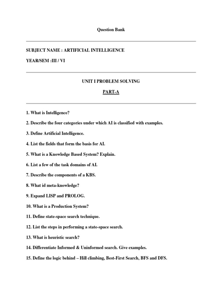 Ai Question Bank | Download Free PDF | Logic | Parsing