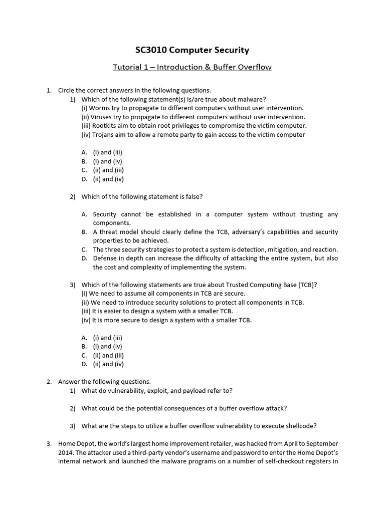 Tutorial 1 | PDF | Security | Computer Security