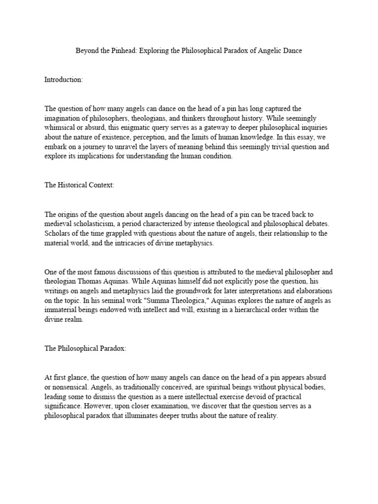 Exploring the Philosophical Paradox of Angelic Dance | PDF ...