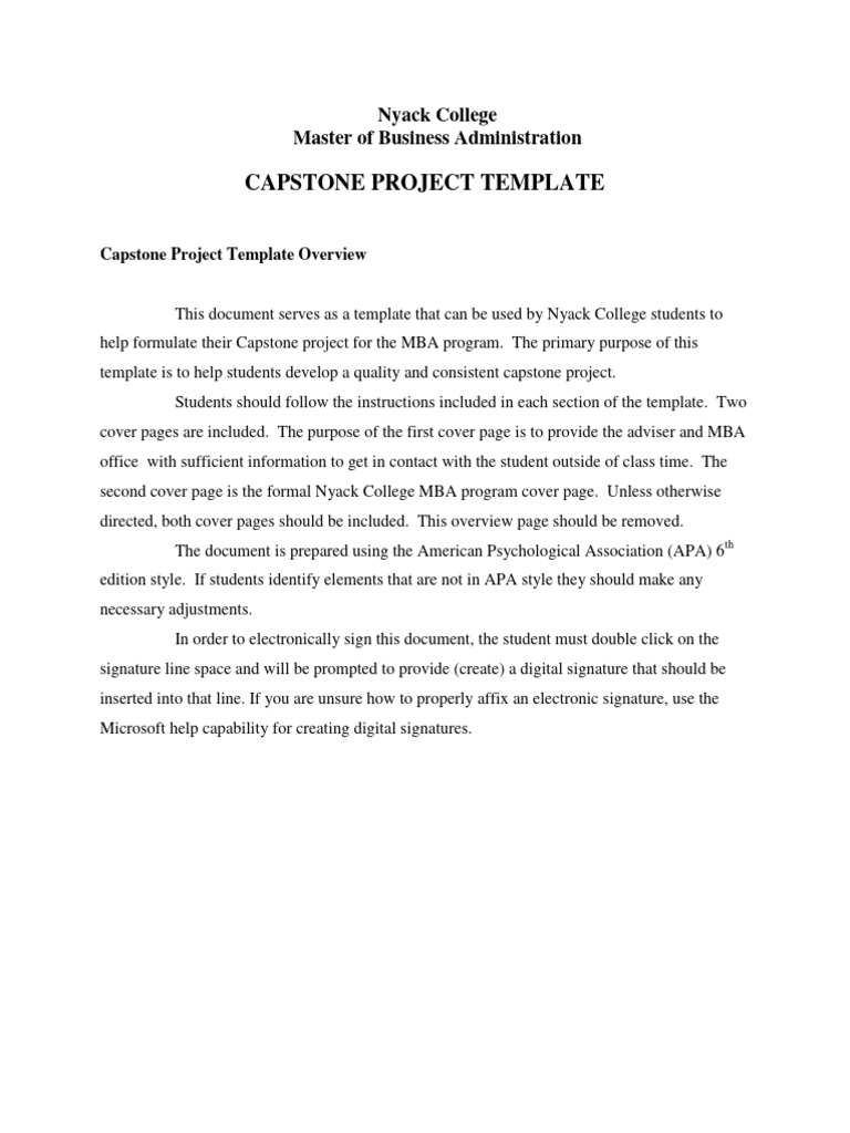 Capstone Project Template: Nyack College Master of Business ...