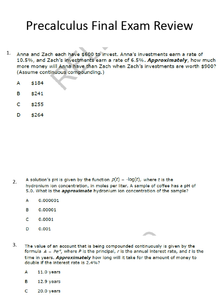 Precalculus Final Exam Review Powerpoint | PDF Precalculus Final Exam Review Powerpoint | PDF
