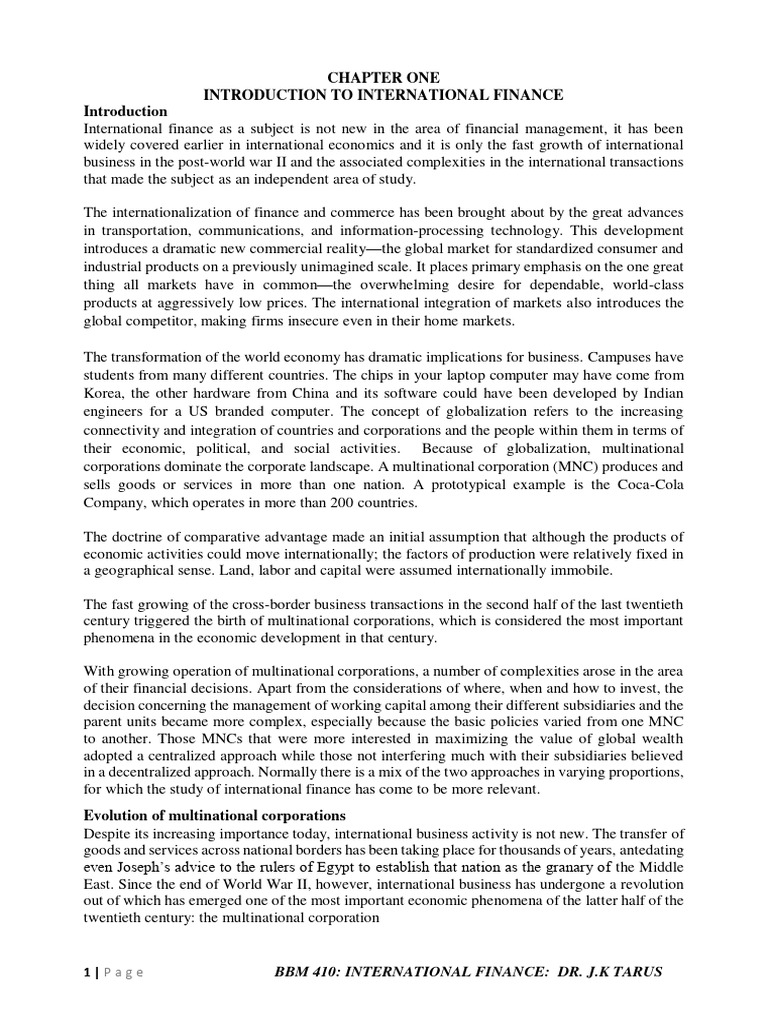 Chapter 1-Introduction To International Finance | PDF | Mercantilism ...