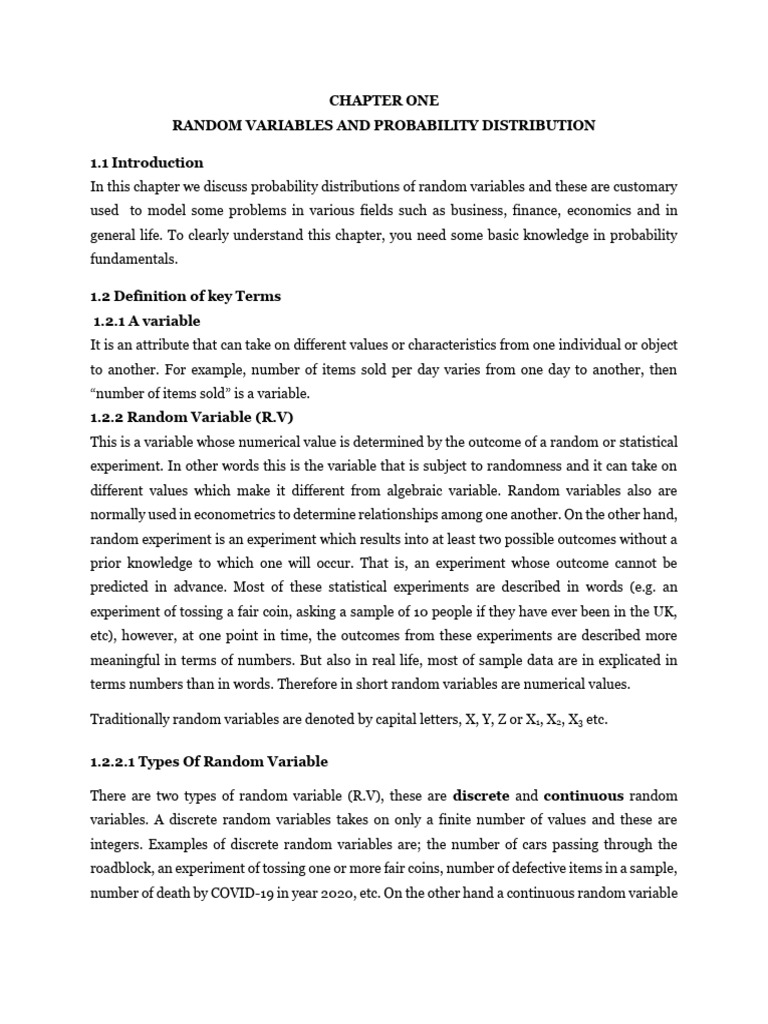 Chapter One - Probability Distribution | Download Free PDF | Probability Distribution | Random ...
