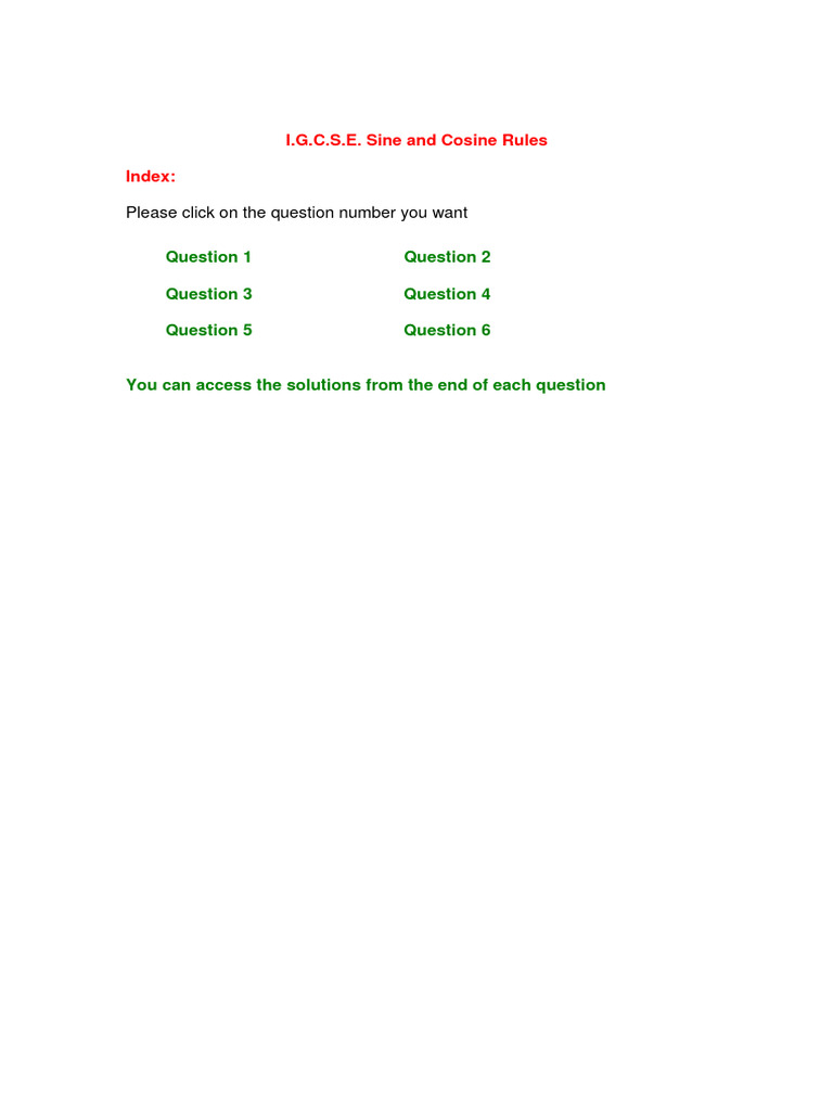IGCSE Sine Cosine Rules | PDF | Euclidean Geometry | Trigonometry