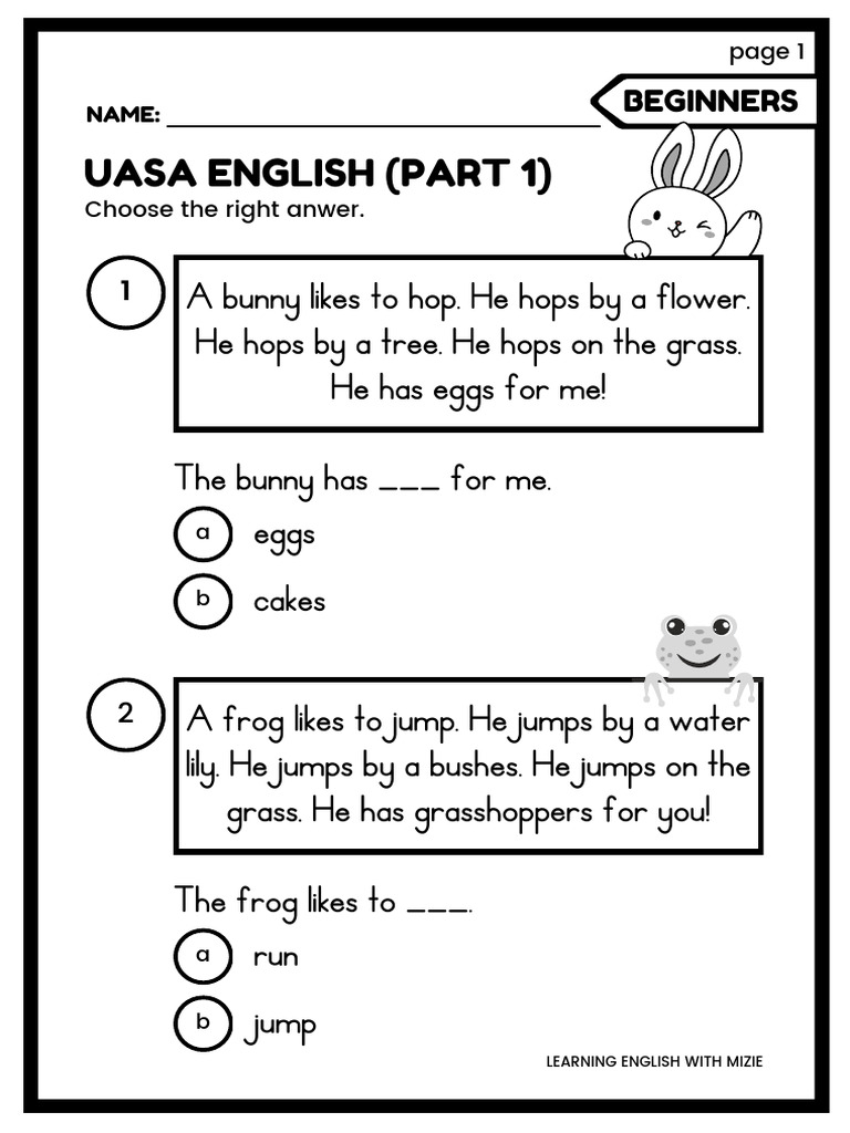 UASA English Year 1: Beginner Exercises | PDF | Home & Garden | Wellness