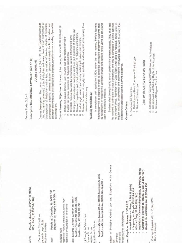 Crim Law Outline Sir Cid | PDF