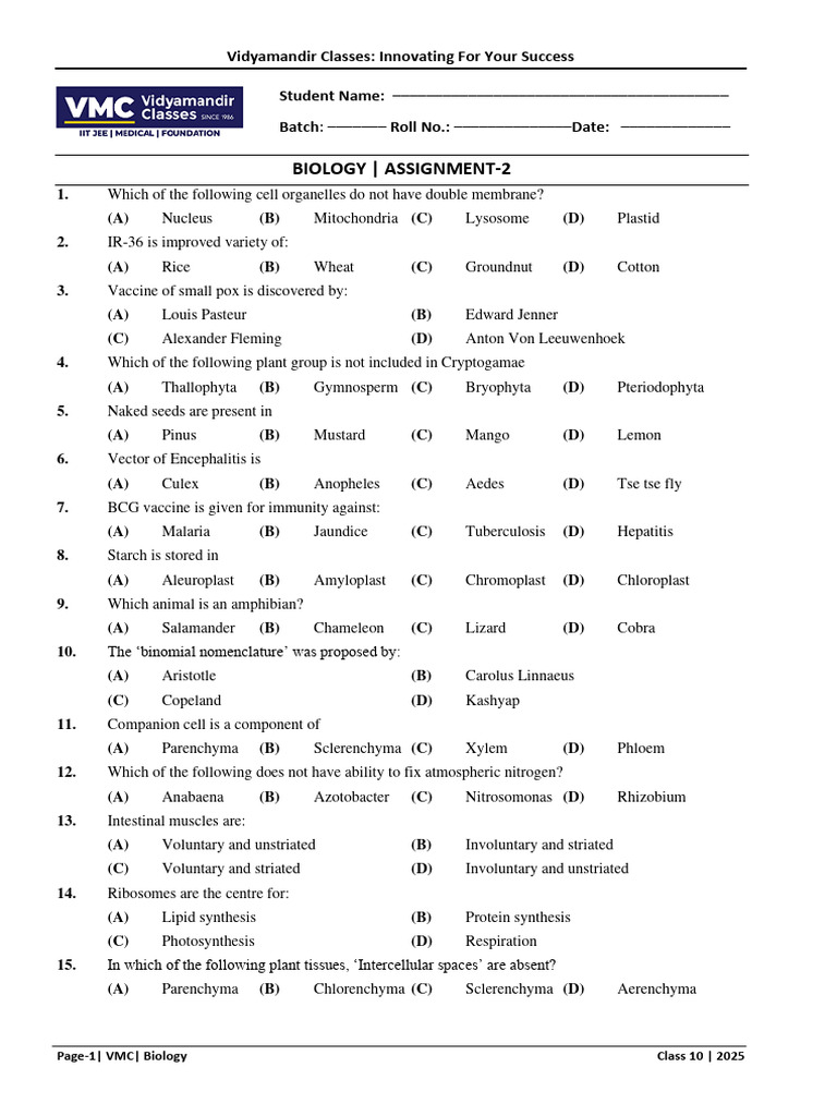 Biology Assignment-2 MVPP | PDF | Protozoa | Bacteria