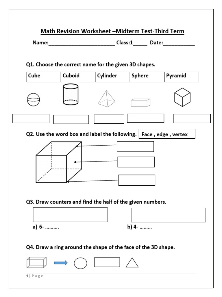 Grade 3 Math Revision Worksheet | PDF | Linear Programming | Geometry