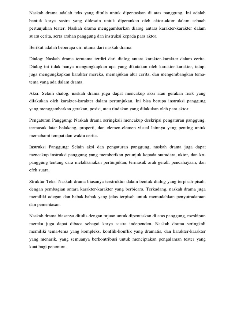 Pengertian Naskah Drama | PDF