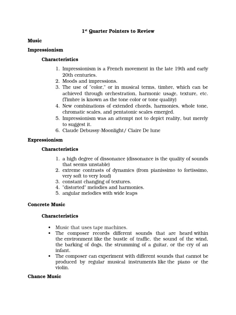Reviewer MAPEH Q3 G10 | PDF | Paintings | Medicine