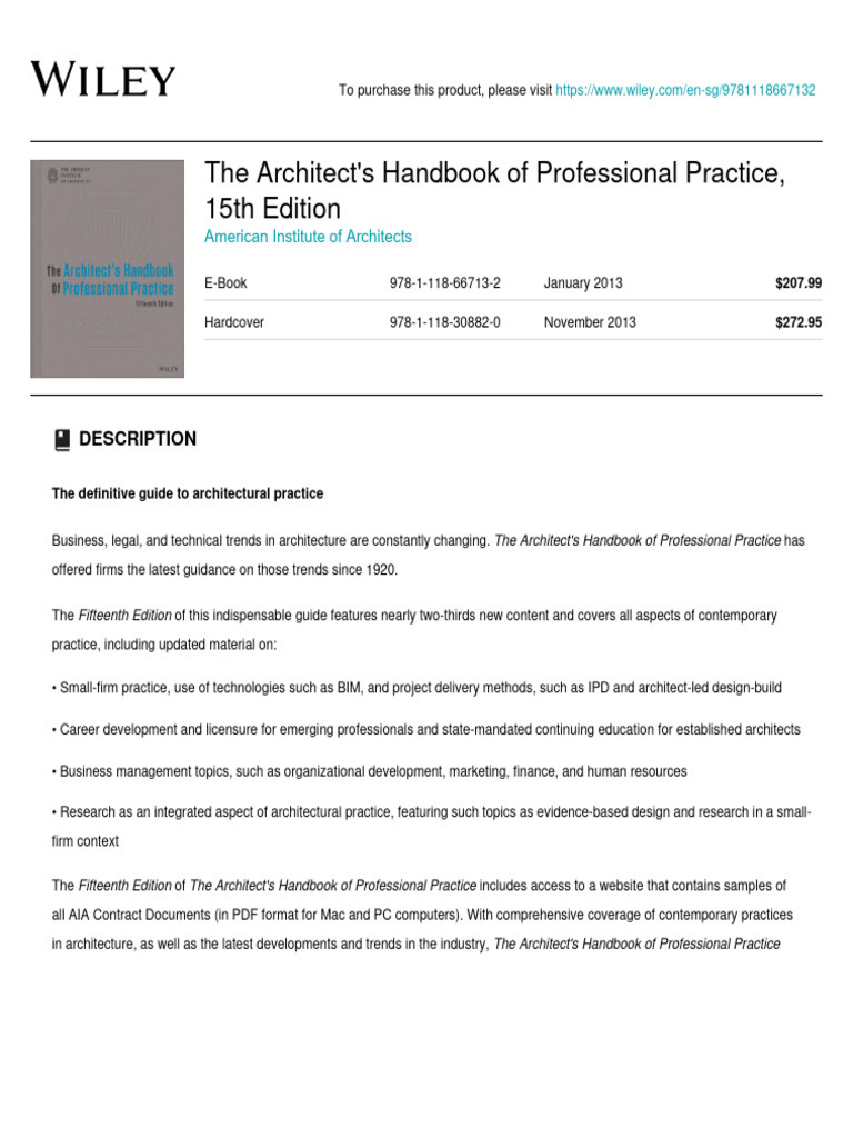 Wiley - The Architect's Handbook of Professional Practice, 15th Edition ...