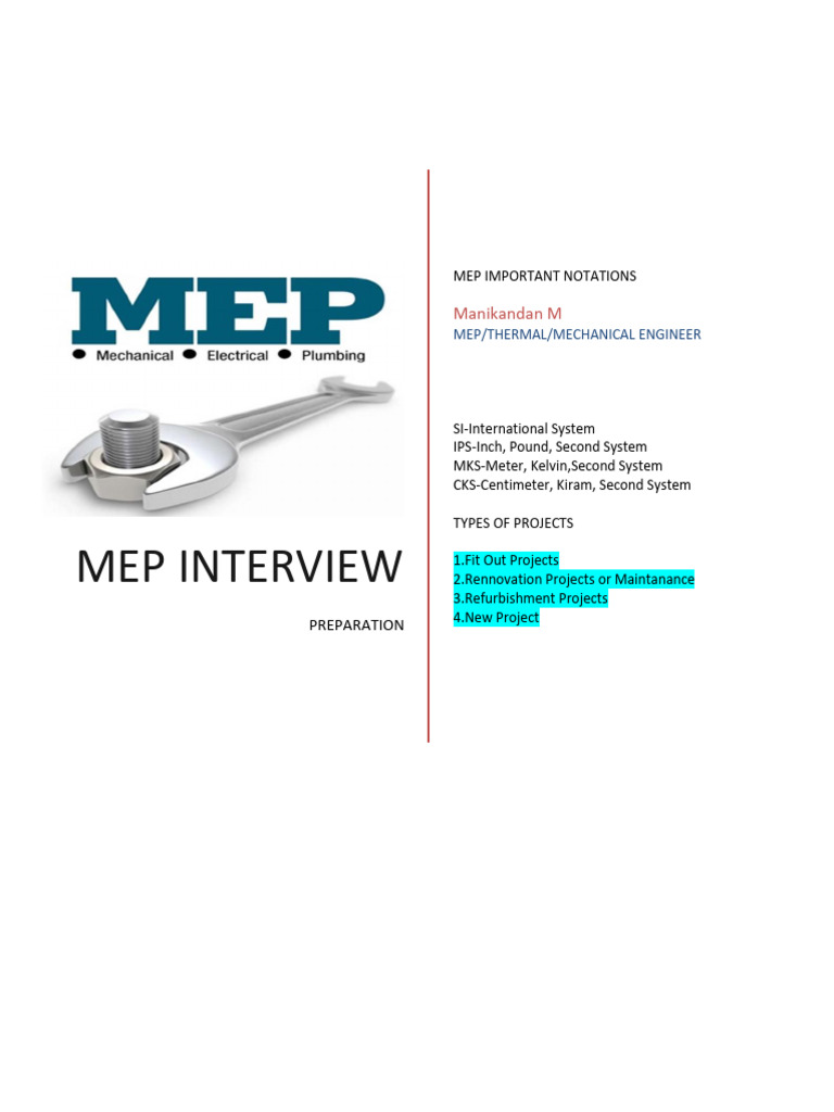Mep Interview: Manikandan M | Download Free PDF | Duct (Flow) | Fire ...