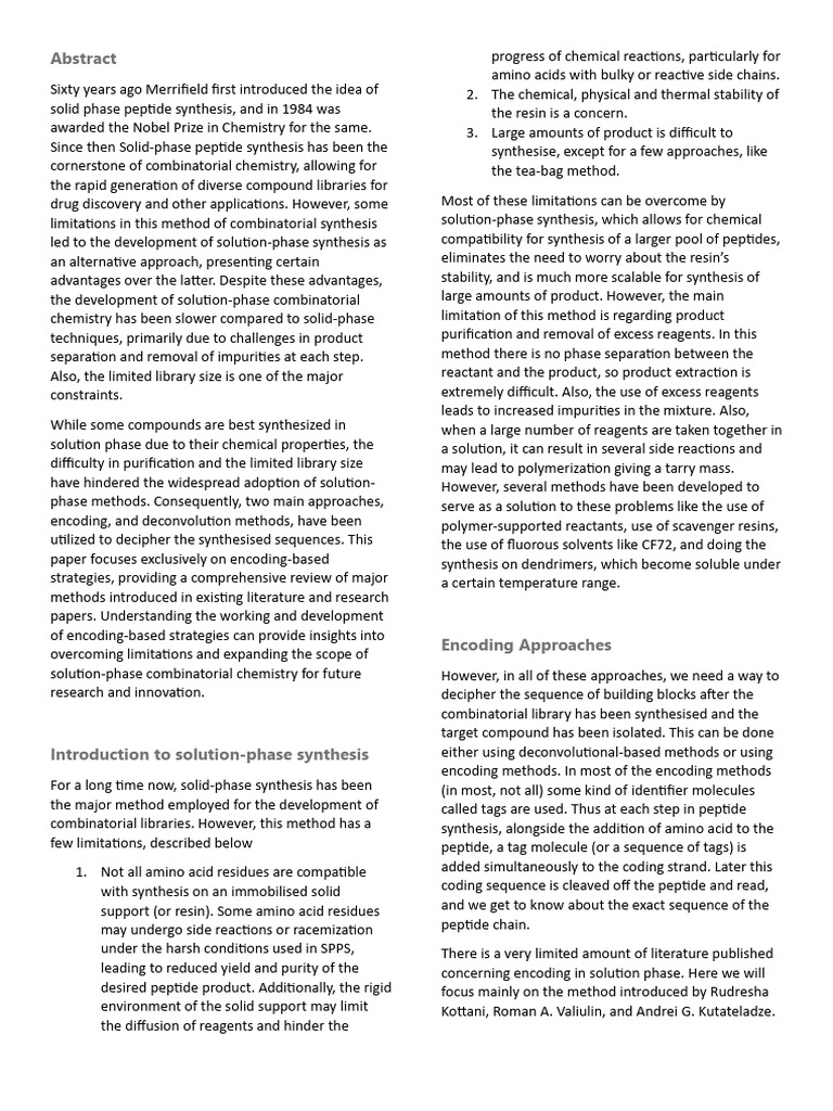 60 Years Ago Merrifield First Introduced The Idea of Solid Phase ...