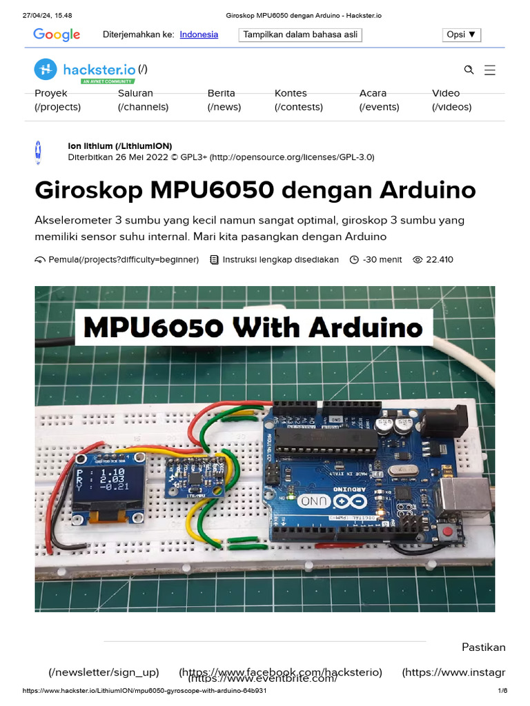 Giroskop MPU6050 Dengan Arduino - Hackster - Io | PDF | Komputer