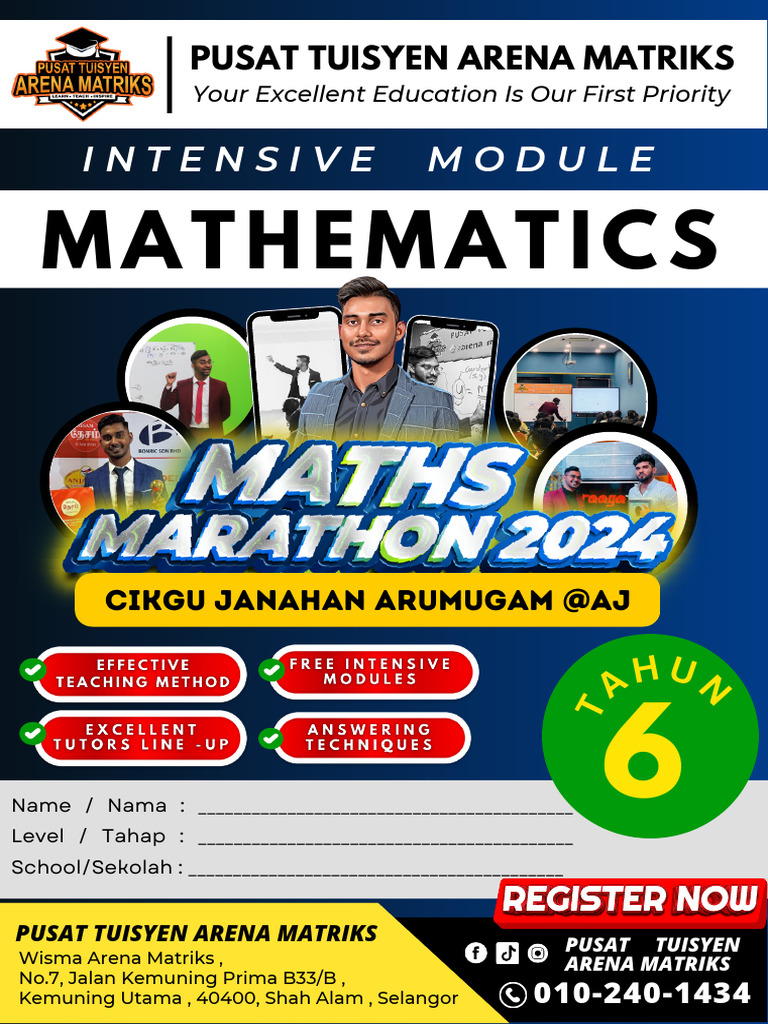 Maths Marathon 2024 Tahun 6 Cikgu Janahan Ptam 0102401434 Pdf