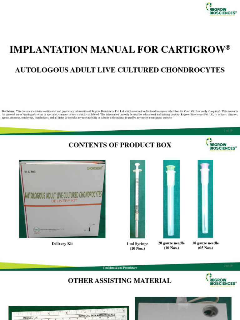 Cartigrow Implantation Manual | PDF | Bone | Cartilage