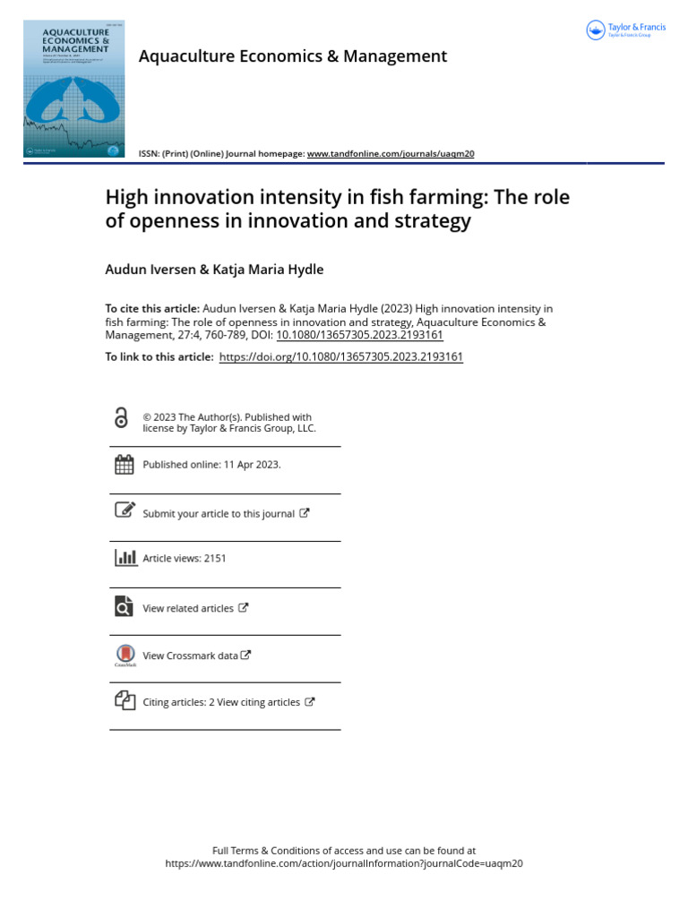 High Innovation Intensity in Fish Farming The Role of Openness in ...