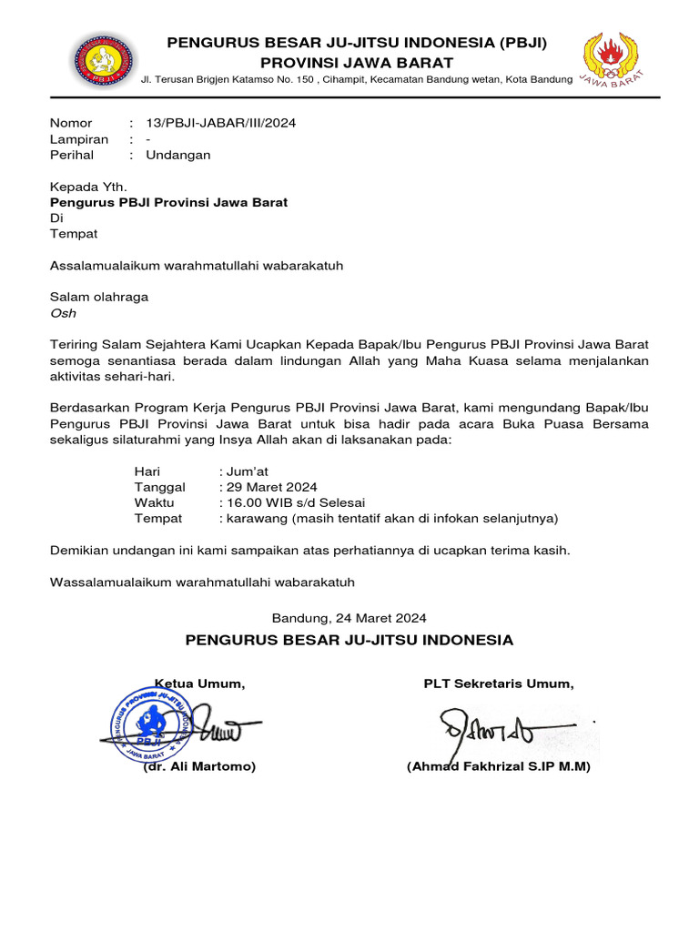 Undangan Pengurus Pbji Provinsi Jawa Barat-2 | PDF | Gaya Hidup