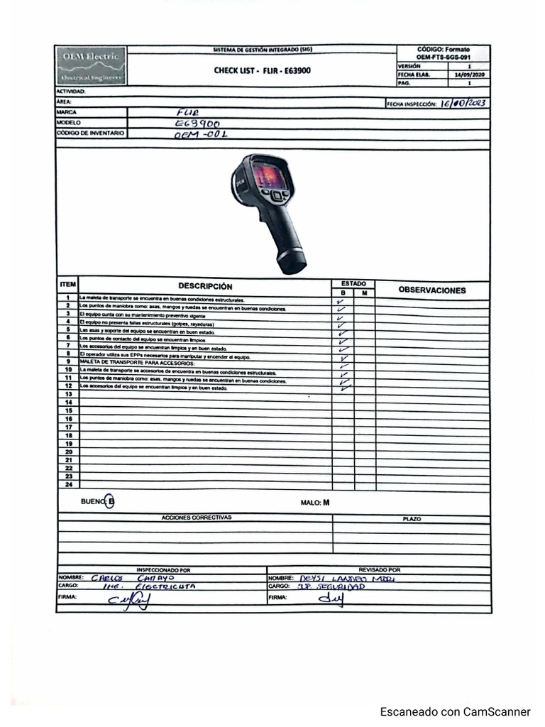 Check List - Flir E63900 | PDF