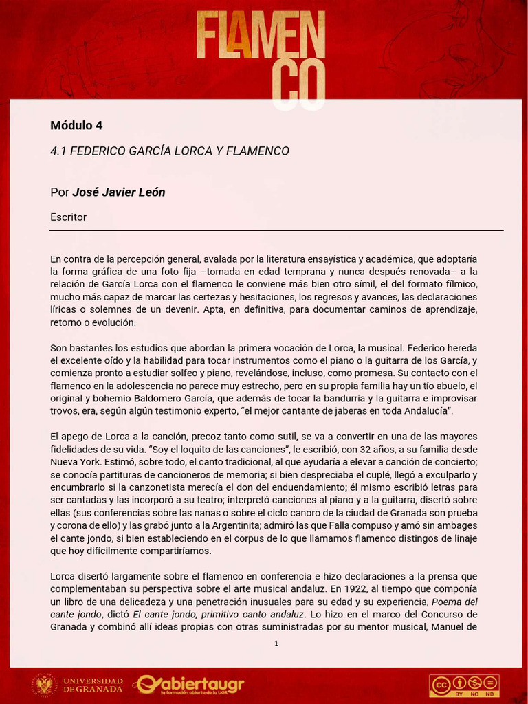 Lorca y su relación con el flamenco | PDF | Federico García Lorca | Las ...