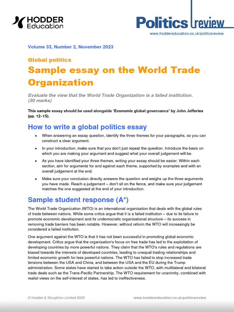 PoliticsReview33 2 Global WTO | PDF | World Trade Organization | Trade ...