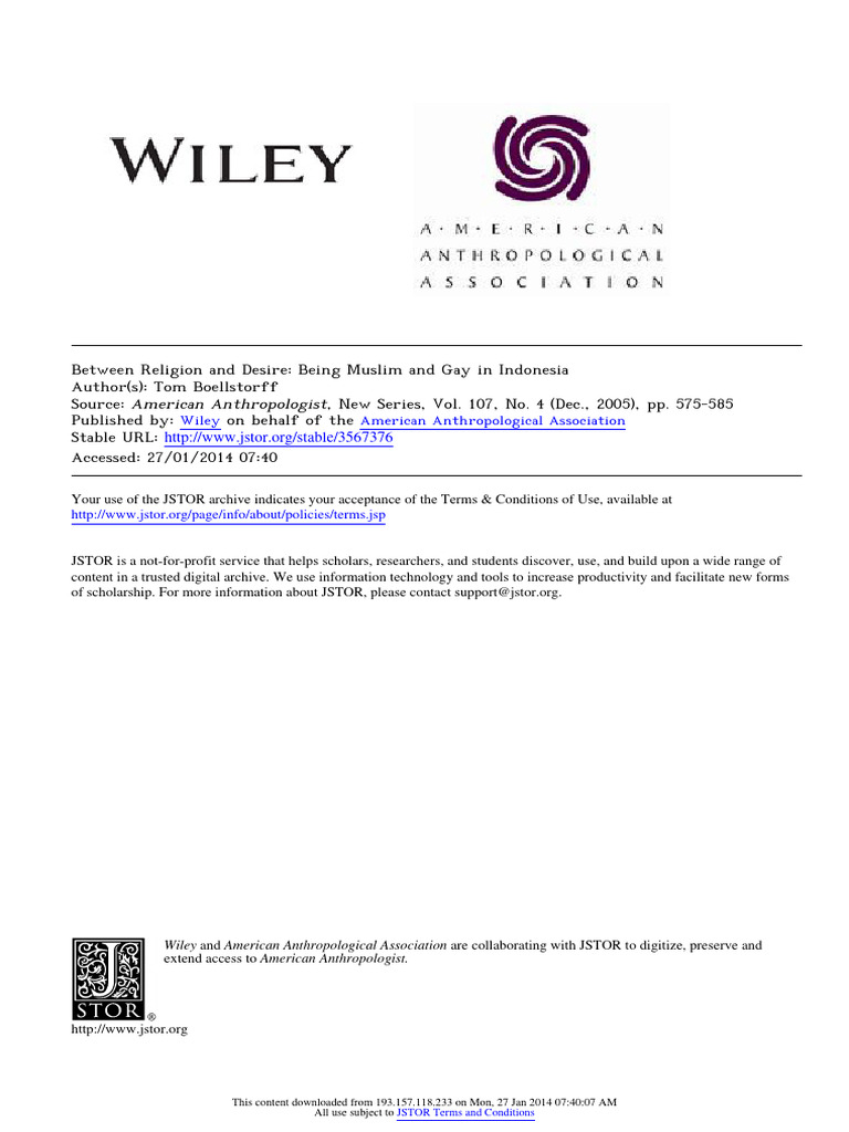 Boelstroff, Tom - Being Muslim and Gay in Indonesia | PDF | Homosexuality