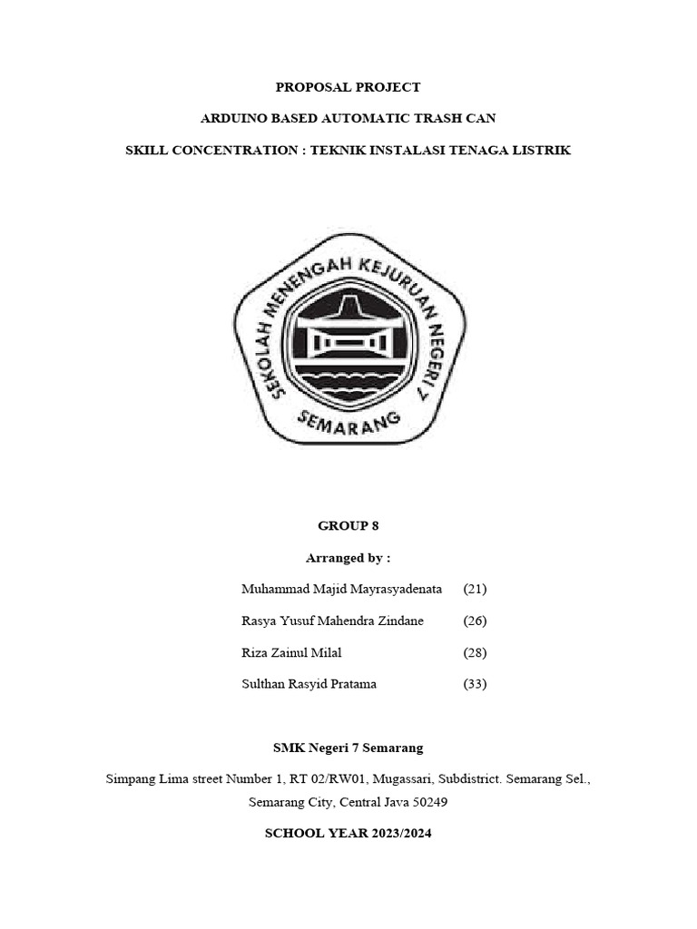 Proposal Project Trash Can | PDF | Arduino | Municipal Solid Waste