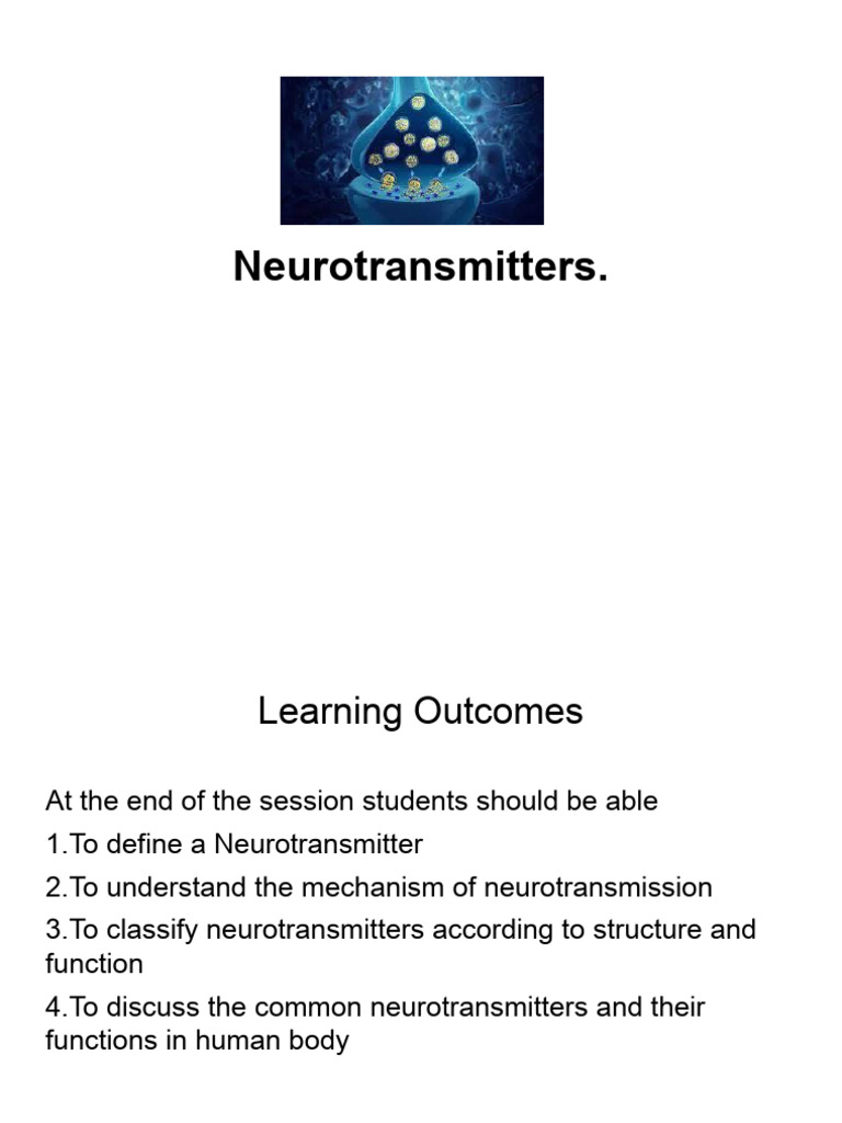 Neurotransmitters | PDF | Neurotransmitter | Chemical Synapse